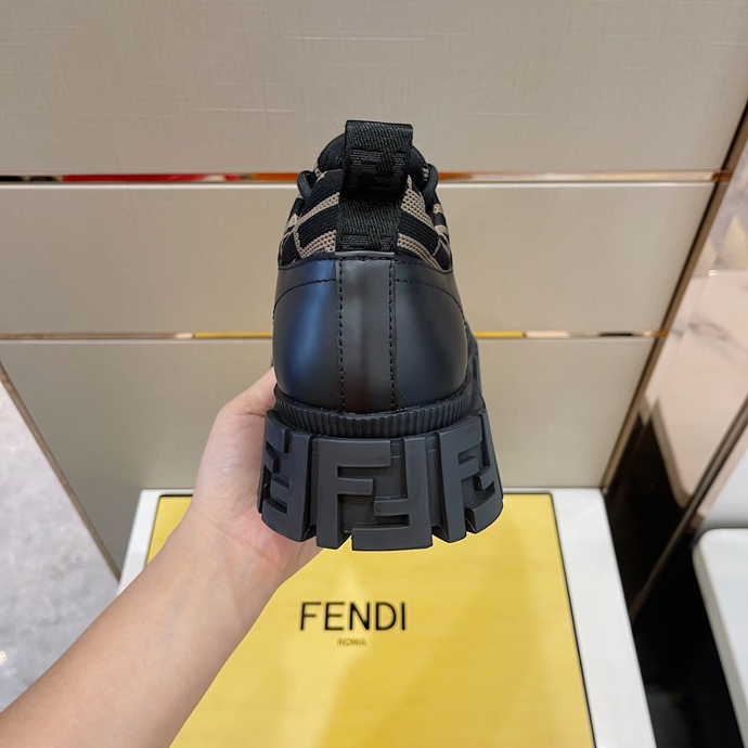 Fendi FD Fendi Force Lace-Ups Boots Black And Brown For Men - TEMAFES