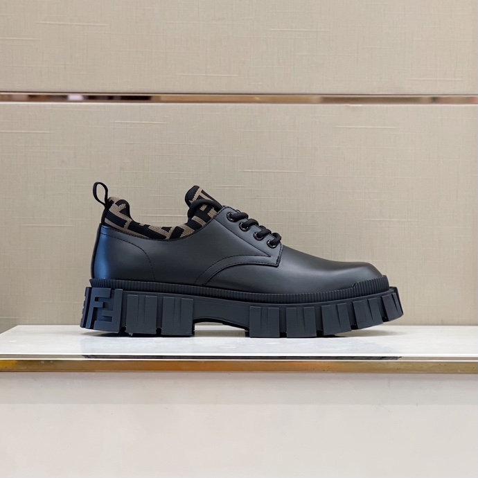 Fendi FD Fendi Force Lace-Ups Boots Black And Brown For Men - TEMAFES