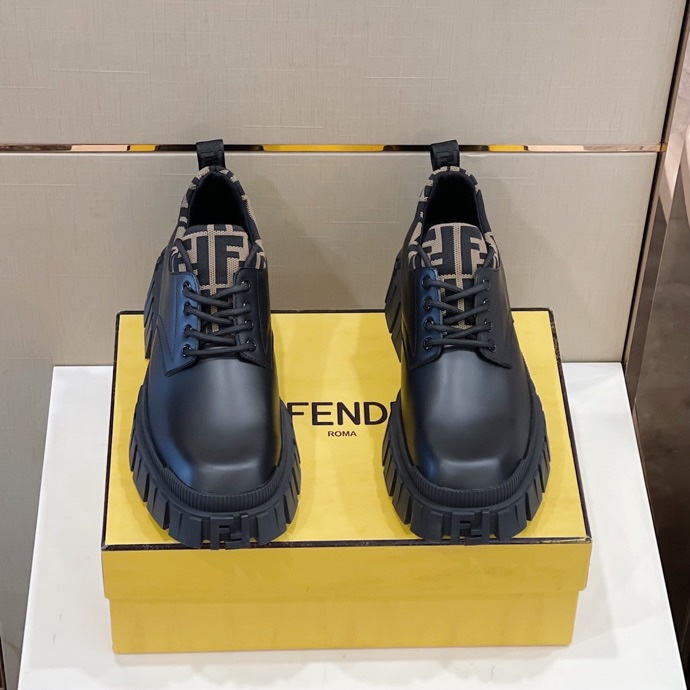 Fendi FD Fendi Force Lace-Ups Boots Black And Brown For Men - TEMAFES