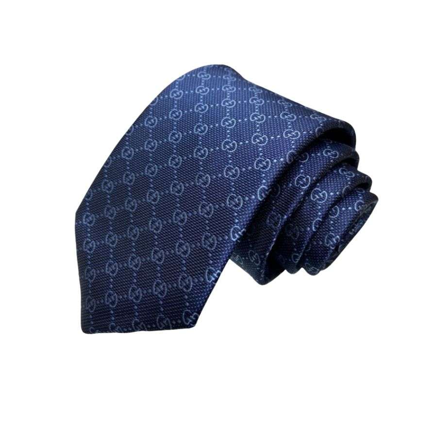 Gucci Pattern Silk Tie Navy Blue For Men - Temafes