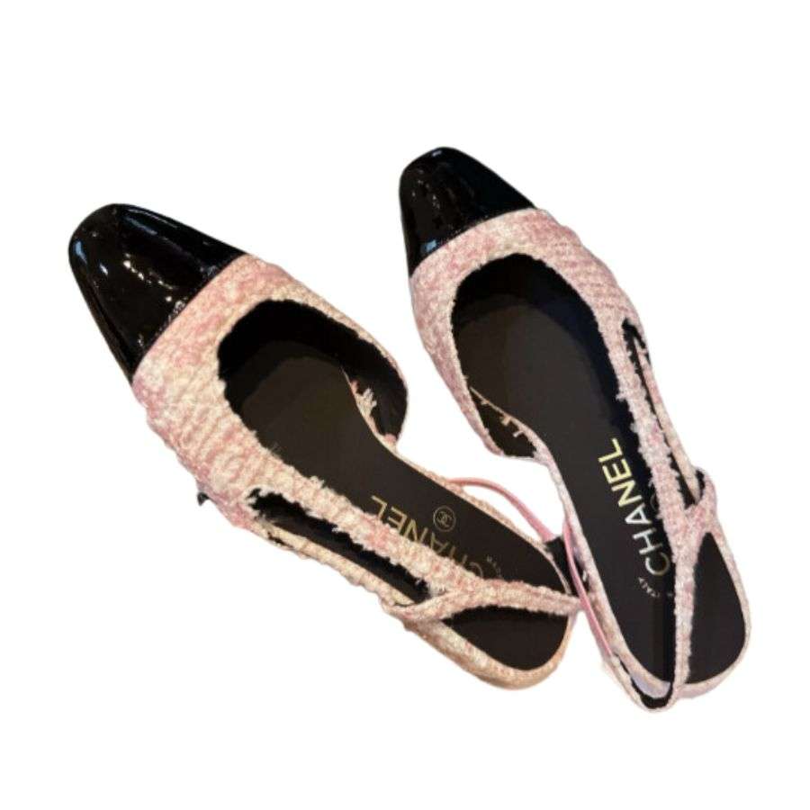Chanel Sling Back Tweed Sandals Pink For Women - Temafes