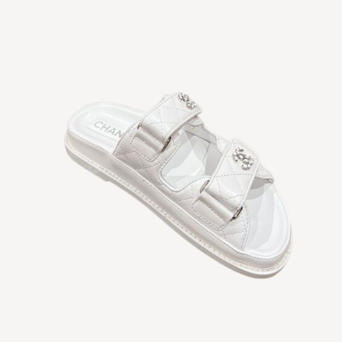 Chanel Sandals With Chanel Logo White For Women - Temafes