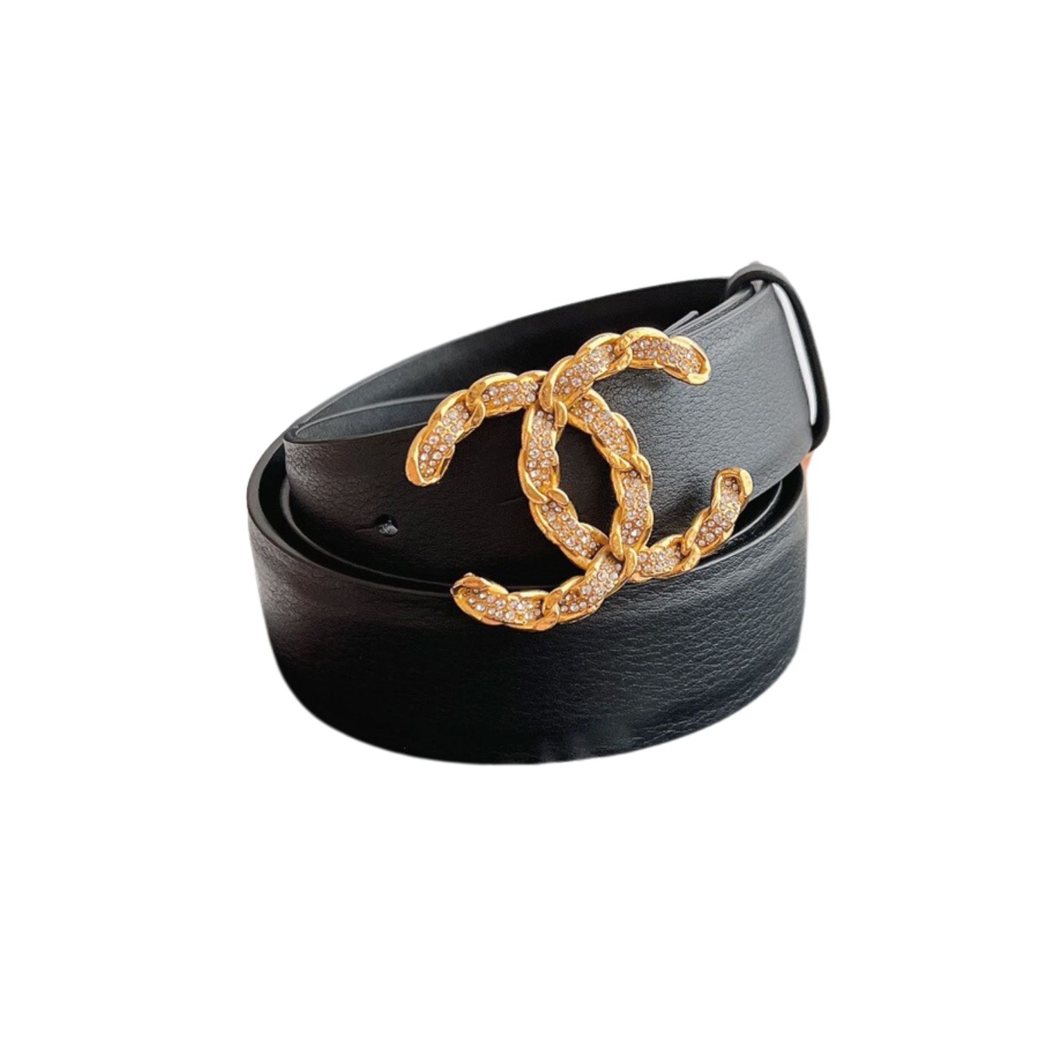 Chanel Twinkle Stone Chain CC Buckle Belt Black For Women - TEMAFES