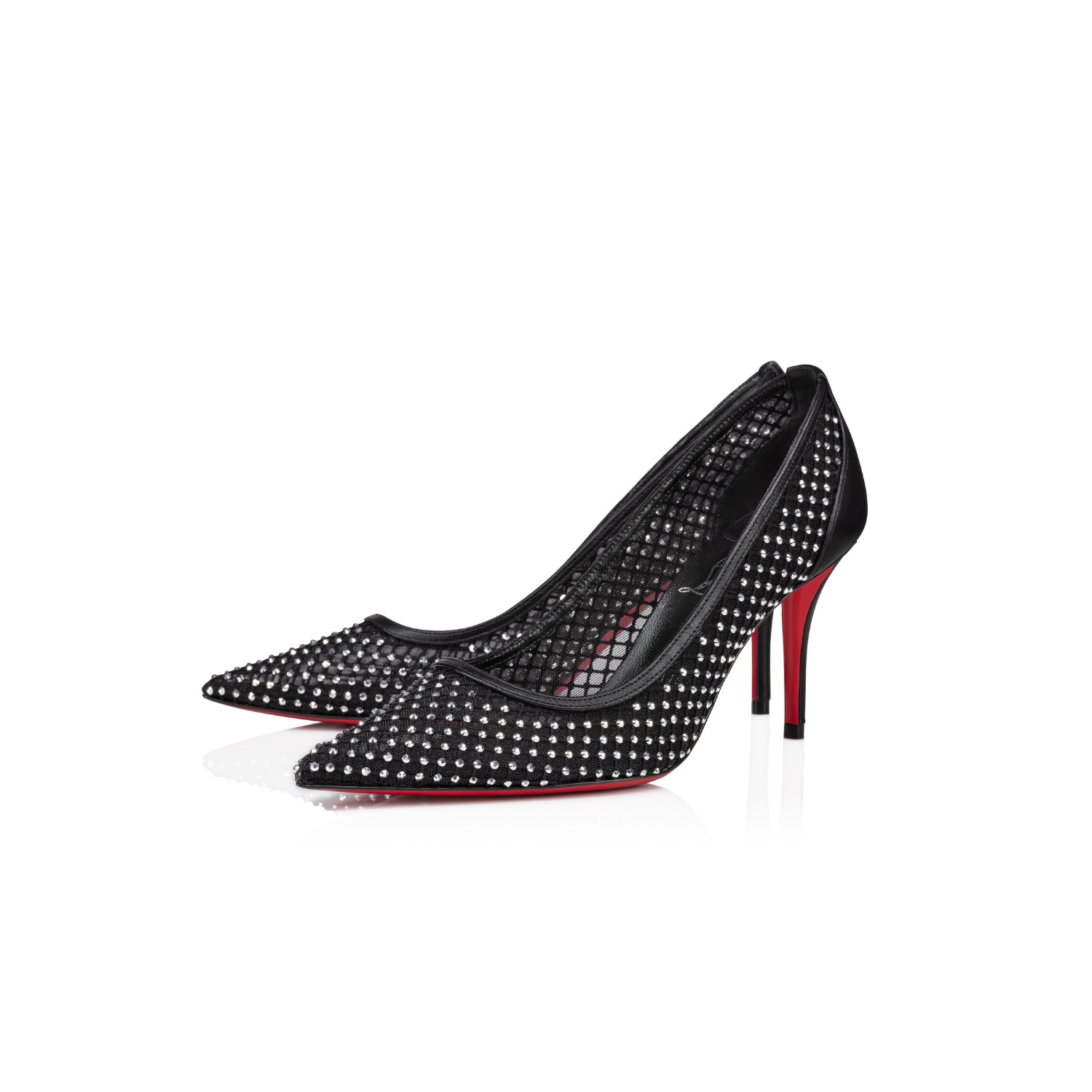 Christian Louboutin Apostropha Mesh Strass Pumps Black For Women 80mm ...