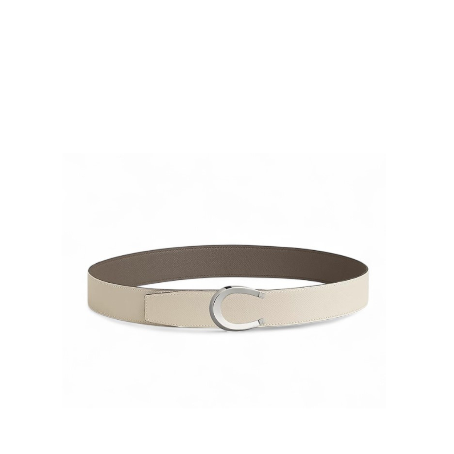 Hermès Luck Belt Buckle Reversible Leather Strap 38mm Gris Étain/Craie ...