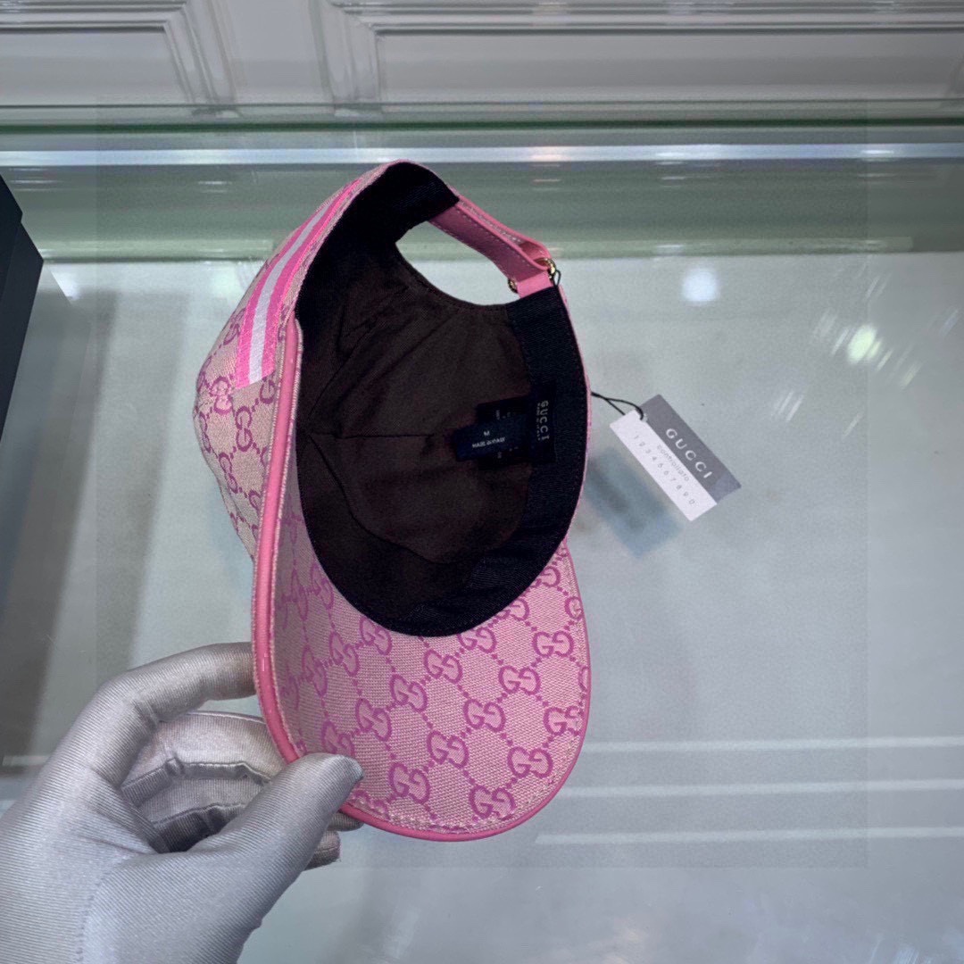 Gucci Original GG Canvas Baseball Hat With Web Pink GG Hat - Temafes