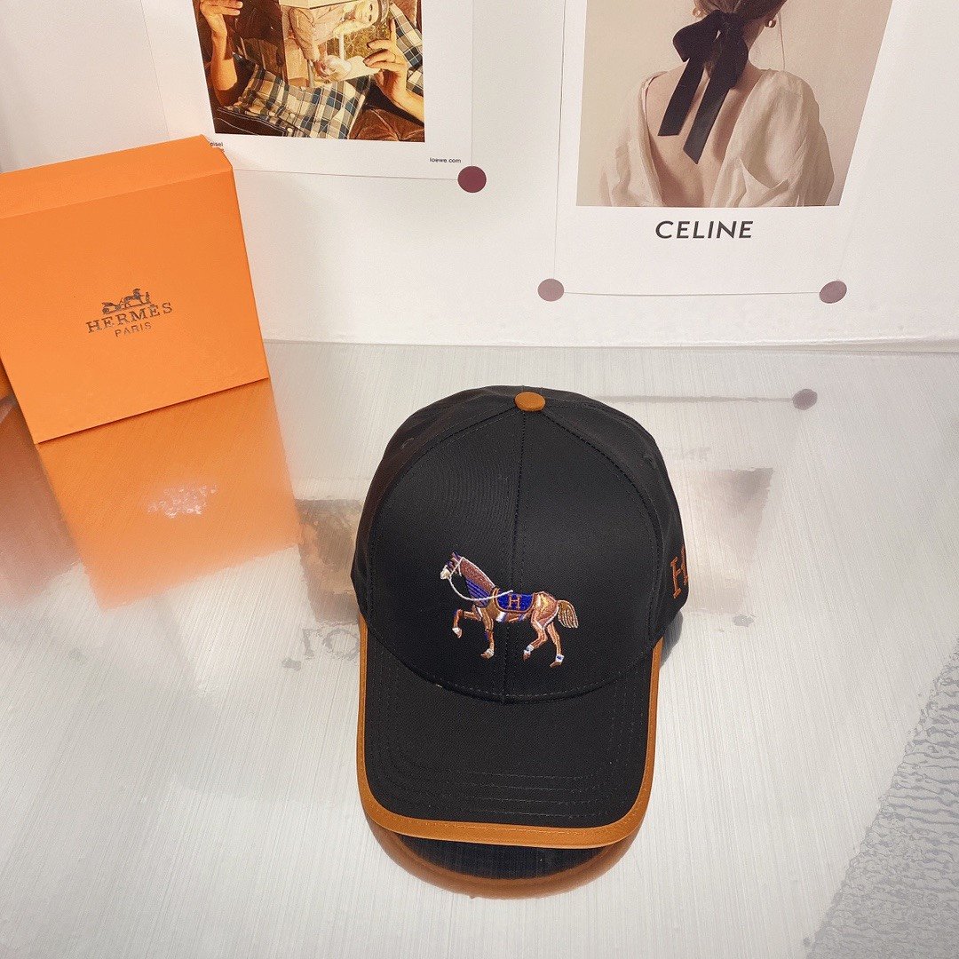 Hermes Horse Cap Black Hermes Cap - Temafes