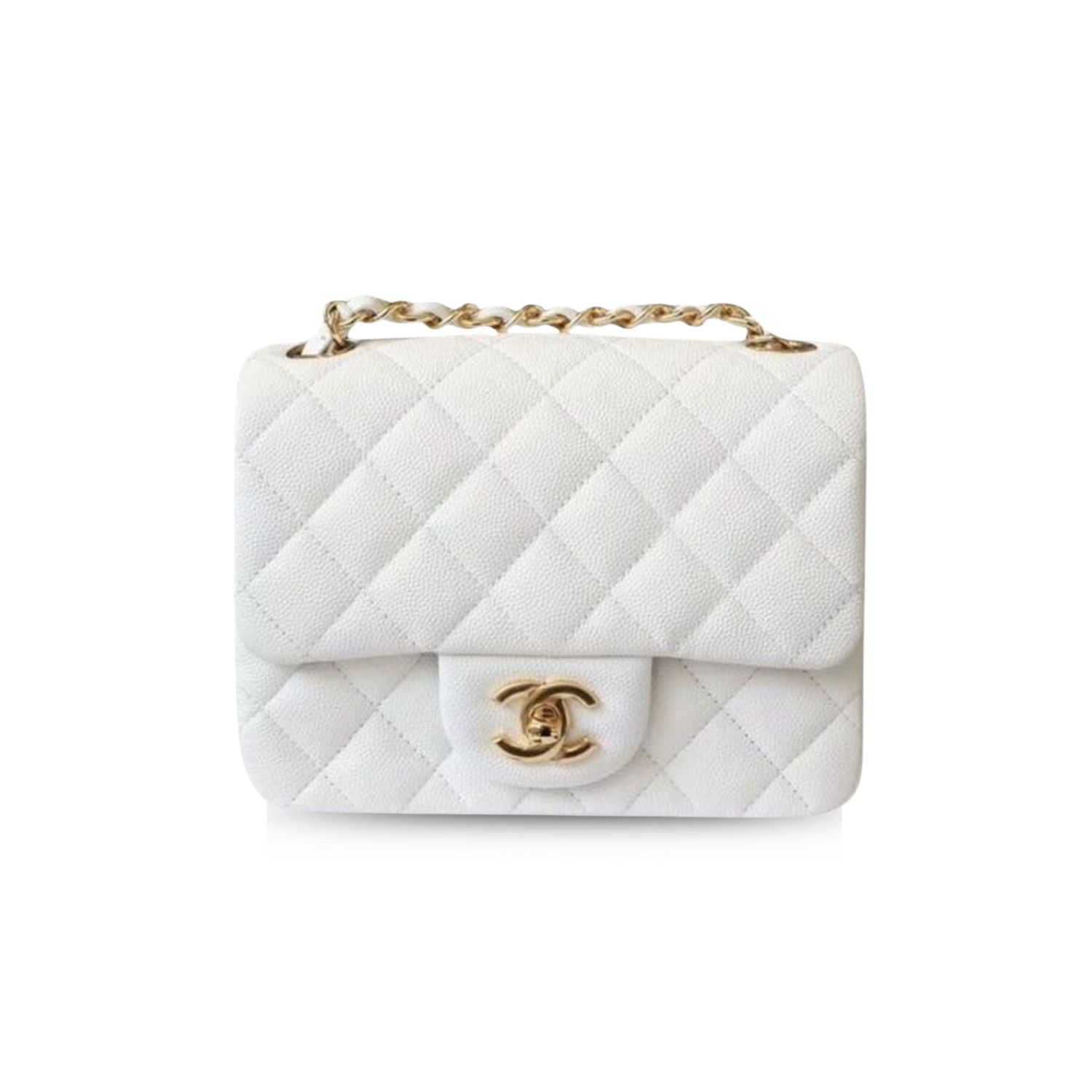 Chanel Classic Mini Flap Bag Golden Hardware White A35200 - TEMAFES