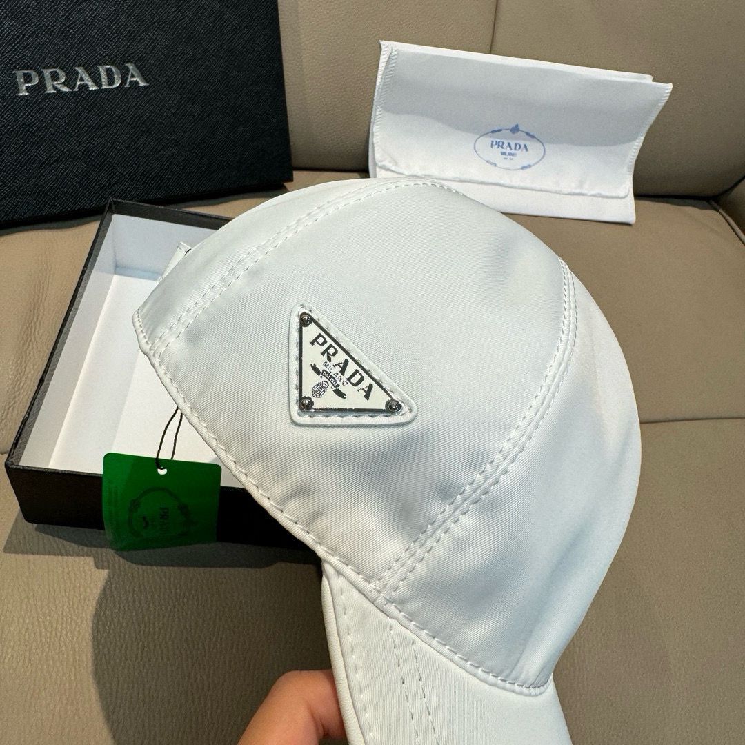 Prada Re-Nylon Baseball Cap White Prada Cap 1HC274_2DMI_F0009 - Temafes