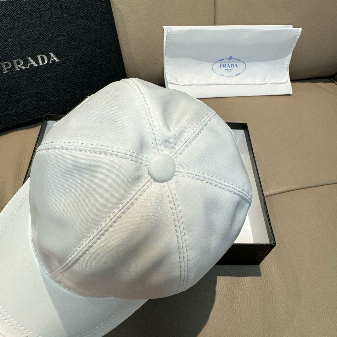 Prada Re-Nylon Baseball Cap White Prada Cap 1HC274_2DMI_F0009 - Temafes