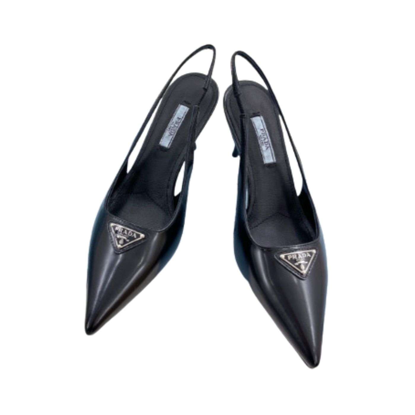 Prada Slingback Spike Pumps Black For Women - TEMAFES