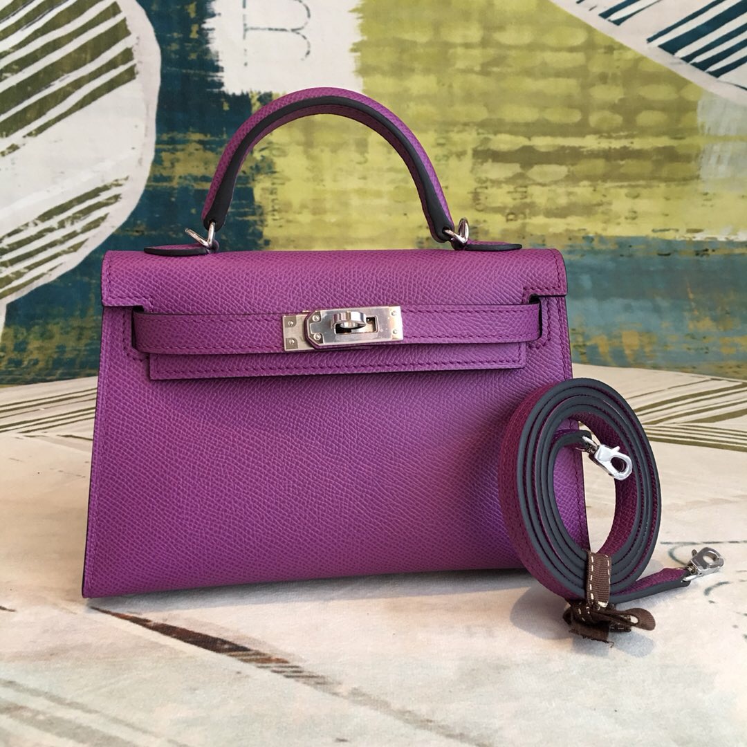 Hermes Mini Kelly Violet For Women Silver Toned Hardware 7.5in/19cm ...